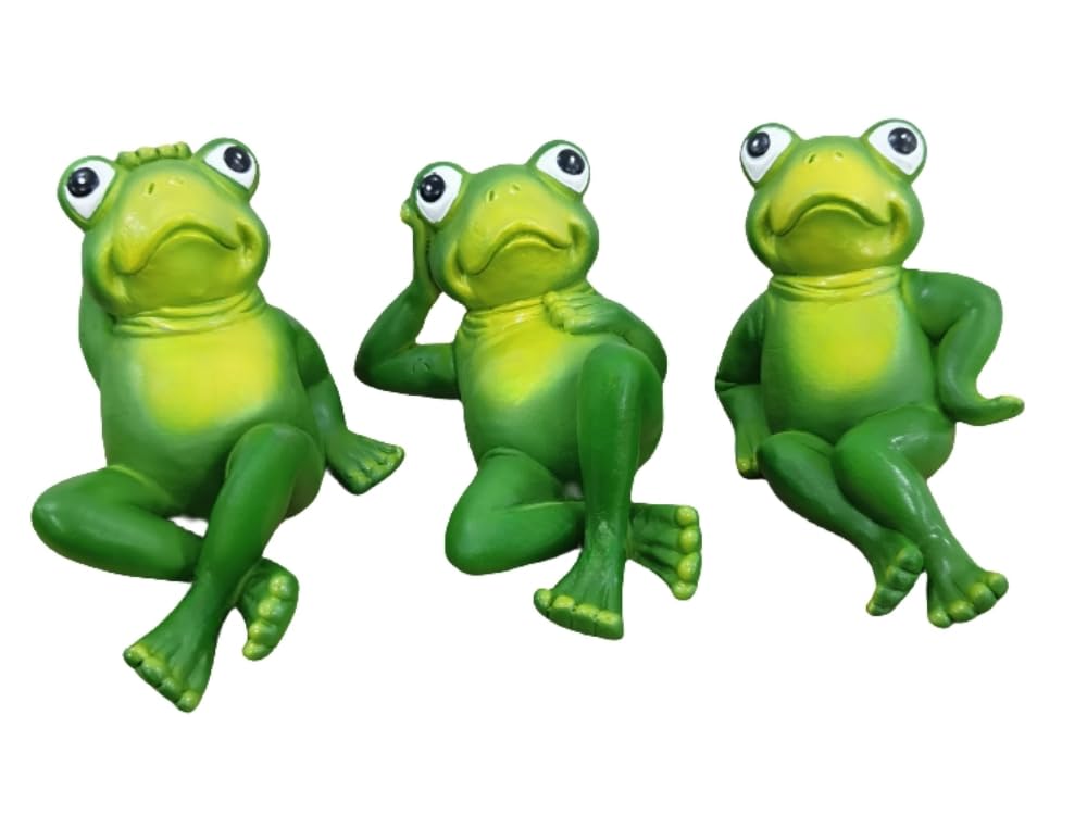 Set of 3 Cute Frog Figurines, Animal Statue,Resin Frog Sculpture ...