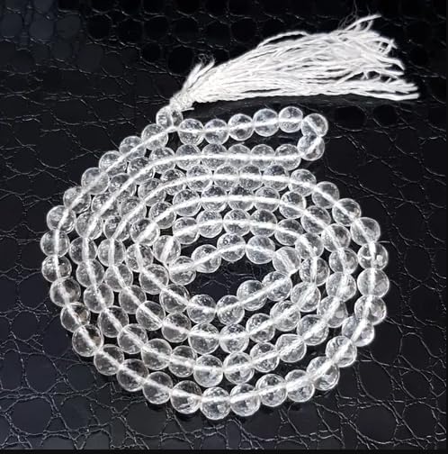 FOREVER Gems Traditional Clear Quartz Crystal Mala 108 Beads Sphatik ...