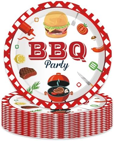 Amazon.com: OXYLIPO 9" BBQ Burger Paper Plates Celebrate Party ...