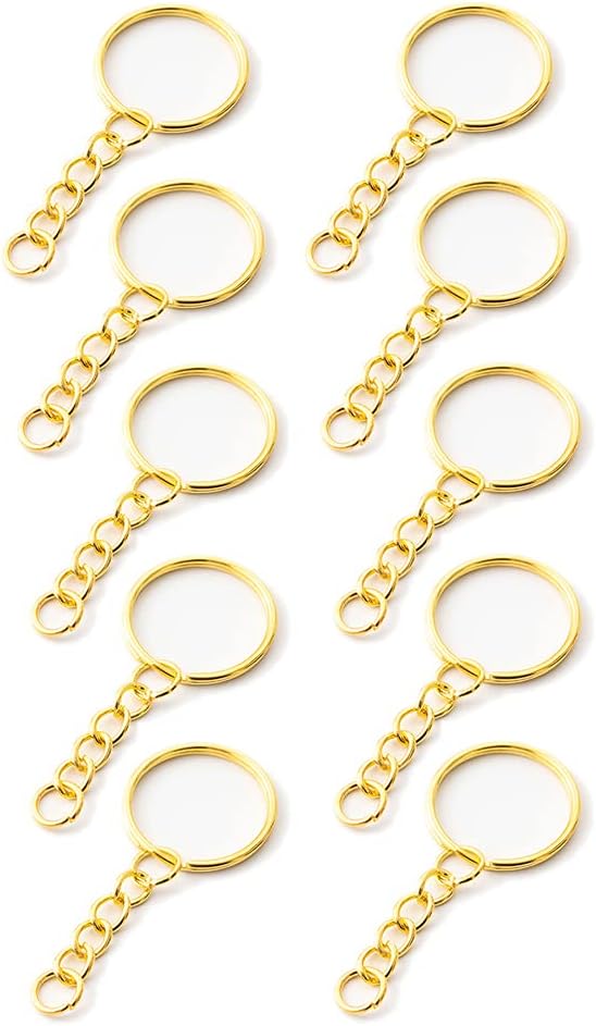 MORE BUY Silver Plated Alloy Split Keyring with Chains 25Mm (Pack of 30 ...