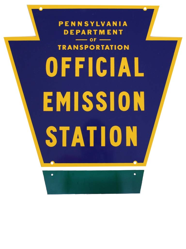 Pennsylvania State Emissions Station Sign. Keystone & Emissions Plate ...