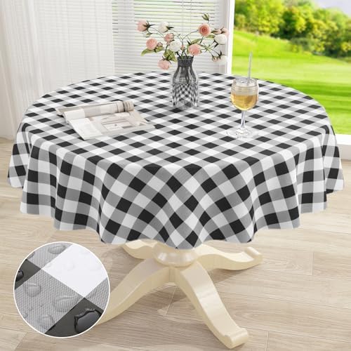 Amazon.com: Spotjoy Round Table Cloth, Waterproof Vinyl Tablecloths ...