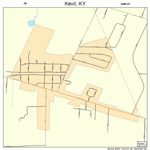 Large Street & Road Map of Kevil, Kentucky KY - Printed poster size ...