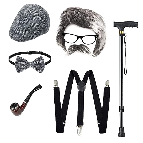 Snapklik.com : Old Men Costume For Kids Kit Granny Grandpa Wig Costume ...