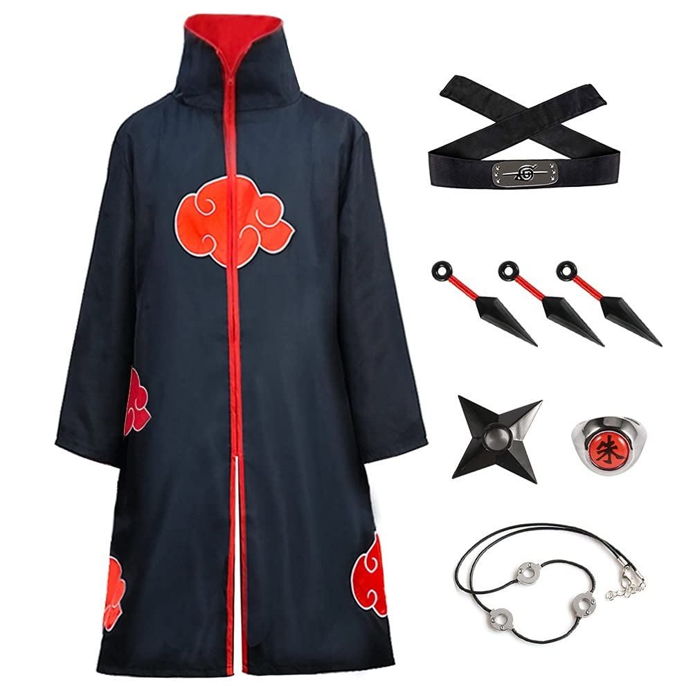 Buy Amycute Akatsuki Cloak Itachi Robe Set, 8pcs Halloween Costume ...