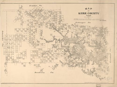 1879 Map of Kerr County, Texas. - Size: 18x24 - Ready to Frame - Kerr ...