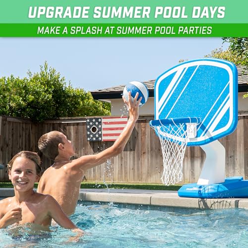 GoSports Splash Hoop Swimming Pool Basketball Game, Includes Poolside ...