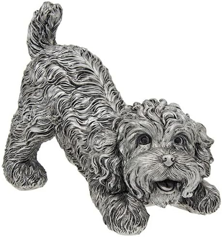 Shudehill Giftware Large Silver Cockapoo Playing Ornament Dog Figurine ...