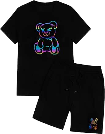 GORGLITTER Men's Summer Beach Outfits Graphic Tee and Drawstring Waist ...