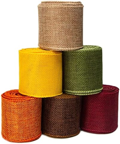Amazon.com: Ribbli Fall Burlap Ribbon,Natural/Yellow/Orange/Sage/Brown ...