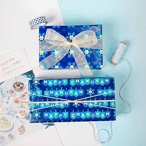Snapklik.com : Hanukkah Wrapping Paper Sheet - Menorahs, The Star Of ...