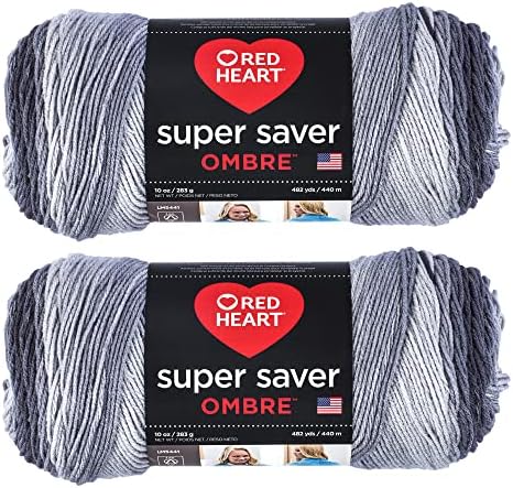 Red Heart Super Saver Jumbo Latte Stripe, 2 Pack 10oz/283g-Acrylic-#4 ...