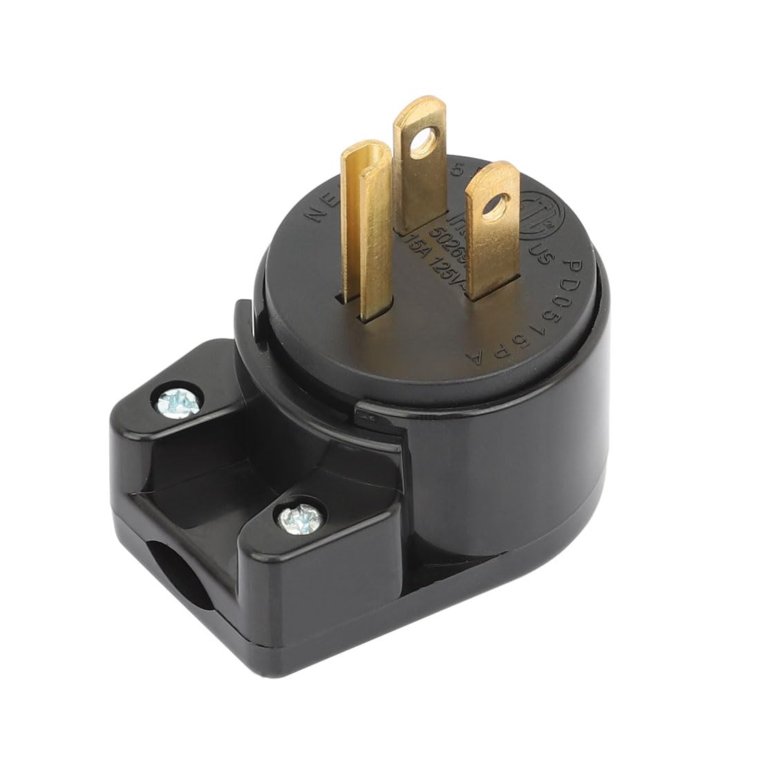 Snapklik.com : Right Angle Nema 5-15P 15A 125V AC Plug, ETL Listed Easy ...
