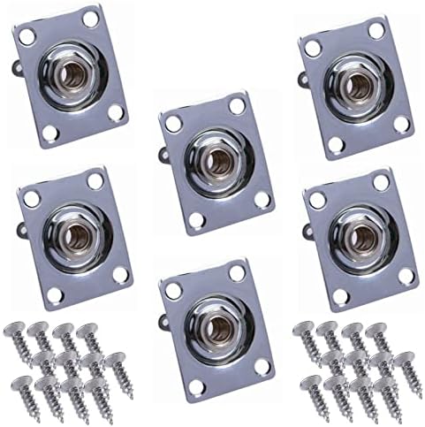 Amazon.com: Cheerock 6pcs Square Guitar Input Jack, Silver Guitar ...