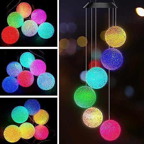 Amazon.com : Suzile 4 Pcs Color Changing Solar Wind Chimes, LED Crystal ...