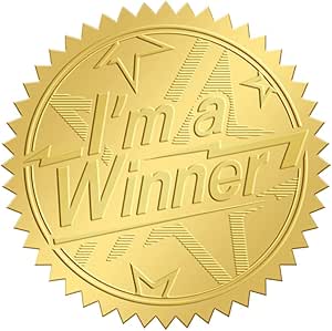 CRASPIRE 100PCS Gold Embossed Envelope Seals Stickers I’M A Winner ...