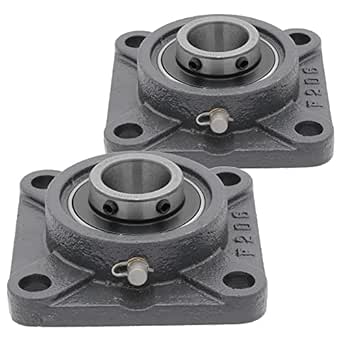 [2-Pack] UCF206-18 - 4-Bolt Flange-Mount Ball Bearing Unit, Insert Bearing UC206-18, Cast Iron ...