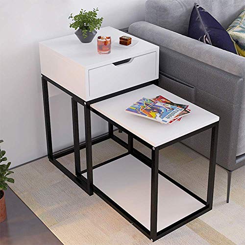 Living Room Table Set 2-in-1 Coffee Table, Modern Nest of 2 Side Table ...