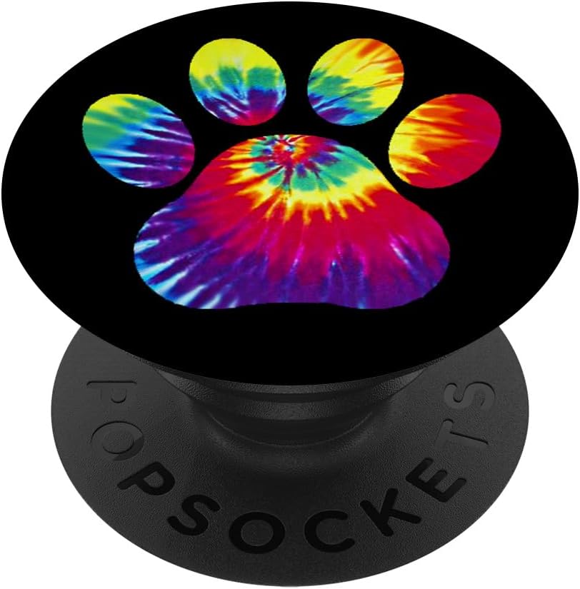 Amazon.com: Tie Dye Spiral Rainbow Paw PopSockets PopGrip: Swappable ...