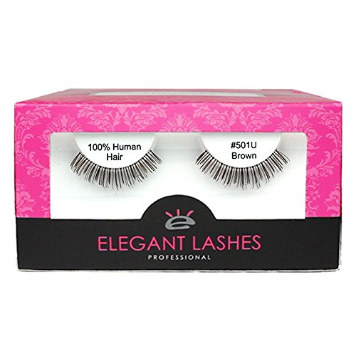 Amazon.com: Elegant Lashes #501 BROWN False Eyelash (Pro Dozen Pack ...