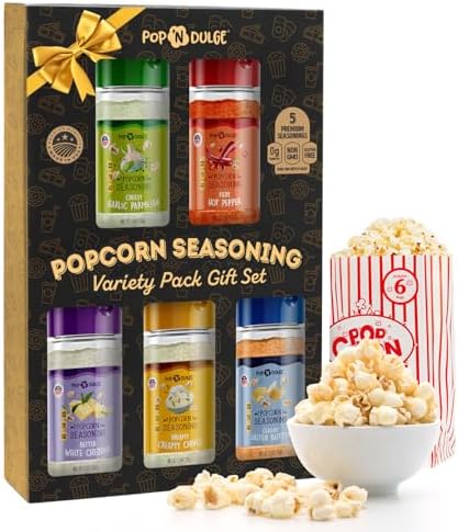 Amazon.com : Popcorn Seasoning Gift Set 5 Flavoring Bottles With Popcorn Bags : Grocery ...