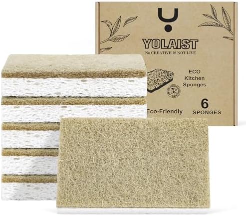 Yolaist 6 Pack Eco Sponges Washing Up - Biodegradable Washing Up Sponge ...