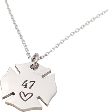 Amazon.com: Personalized Number Necklace | Firefighter Maltese Cross ...