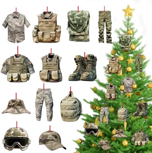 Amazon.com: Beeveer 24 Pcs Veteran Christmas Ornaments Military ...