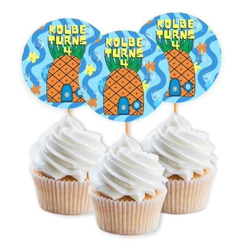 Amazon.com: Personalized Pineapple Cupcake Toppers, Kids Pineapple ...