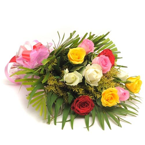 Floralbay Mix Roses Fresh Flowers in Cellophane Wrapping (Bunch of 10 ...