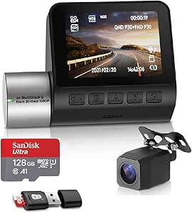 Wide View WV-D128 Expert Dash Cam for Cars Built in WiFi GPS Front and Rear and SD Card 128GB ...