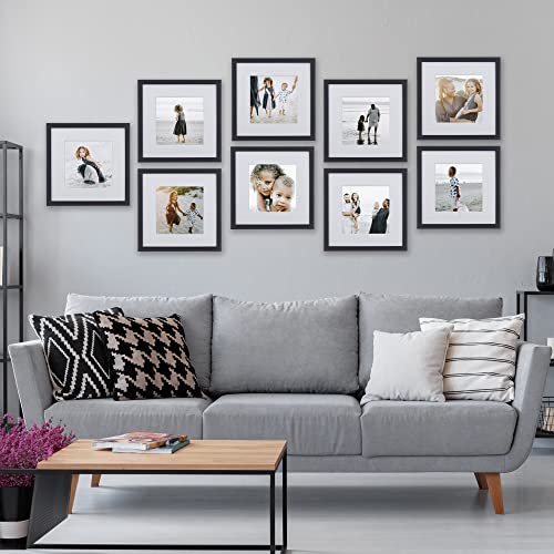 Sheffield Home 9 Piece Gallery Wall Frame Set, 12x12 in. Matted to 8x8 ...