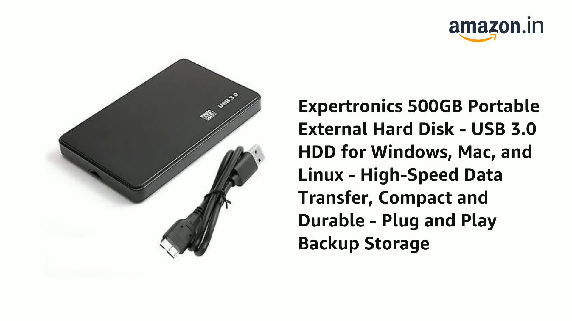 Watch Expertronics 500GB Portable External Hard Disk - USB 3.0 HDD for ...