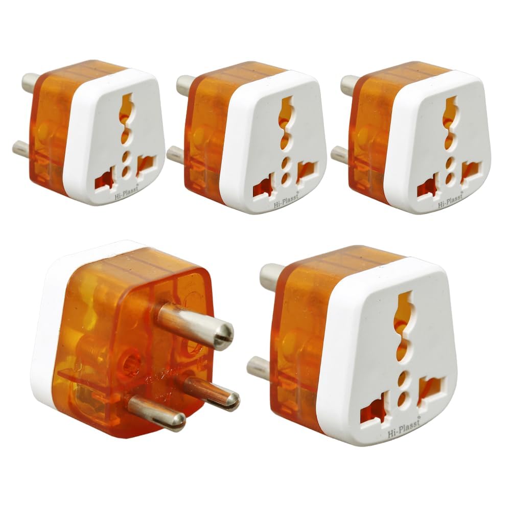 Hi-PLASST 3pin Plug Type D Adapter 6A-13A (Pack of 5) // World (USA, UK ...