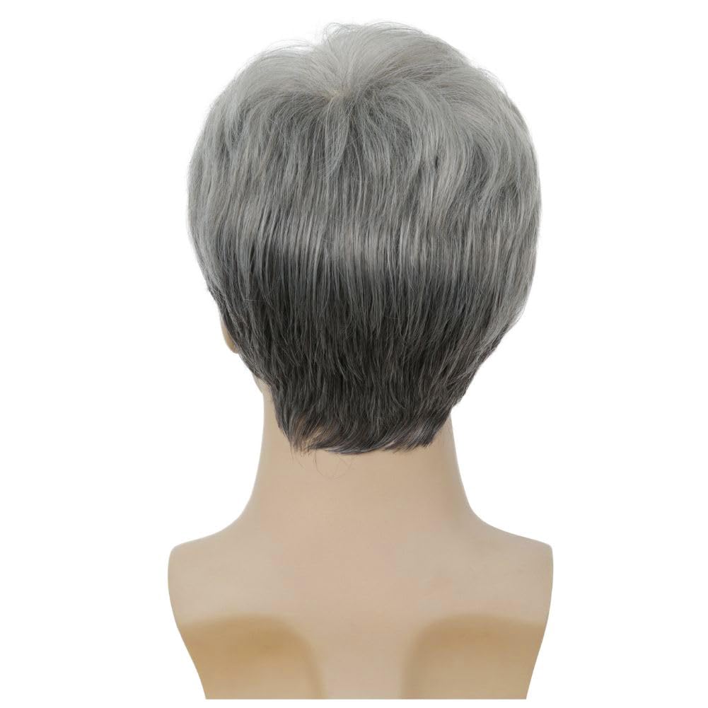 Siudus Mens Grey Short Wig Natural Looking Synthetic Fiber Male Hair ...