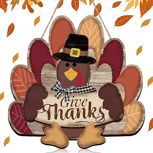 Amazon.com: Huwena Thanksgiving Signs Door Decorations Turkey Hanging ...