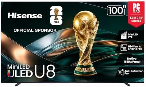 Amazon.com: Hisense 100" U8 Series ULED Mini-LED 4K UHD Smart Google TV ...