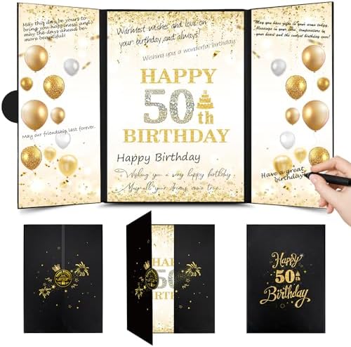 Amazon.com: 50th Birthday Party Decorations Black Gold Happy Birthday ...