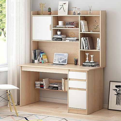 Modern Home Office Desk with Storage Shelf, Writing Desk Table Study ...