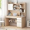 Amazon.com: MDHP Modern Home Office Desk with Storage Shelf, Writing ...