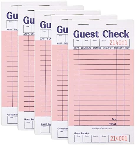 Amazon.com: Guest Check Pads w/Guest Receipt (20 Pack) - 4.25 x 7.25 1 ...
