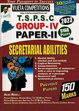 TSPSC Group-IV Paper-II Secretarial Abilities 150 Marks (English Medium) : Vijeta Competitions ...
