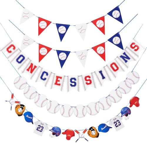 Amazon.com: 5 Pieces Baseball Birthday Banner Bunting Pennant Flags ...