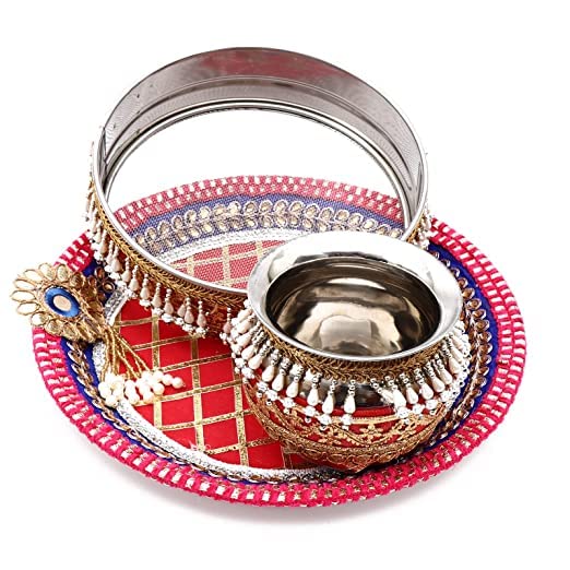 Craft Culture Puja Thali Set - Pack of 3 Designer Thali Set Include ...