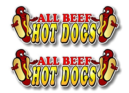 Buy 2 All Beef Hot Dogs 6" Decals for Concession Trailer or Hot Dog ...