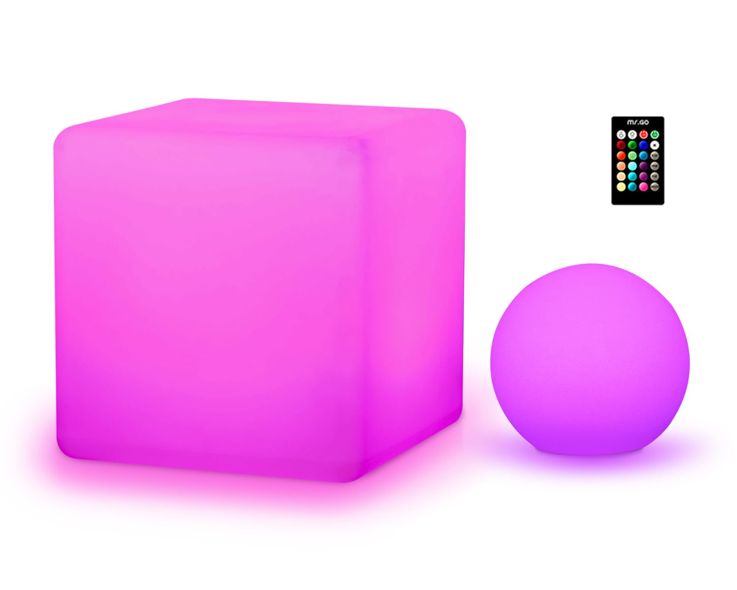 Mr.Go 12-inch LED Cube Light and 6-inch LED Ball Light Bundle, Remote ...