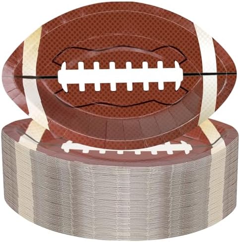 Amazon.com: ADXCO 100 Pieces Football Shaped Disposable Paper Plates ...