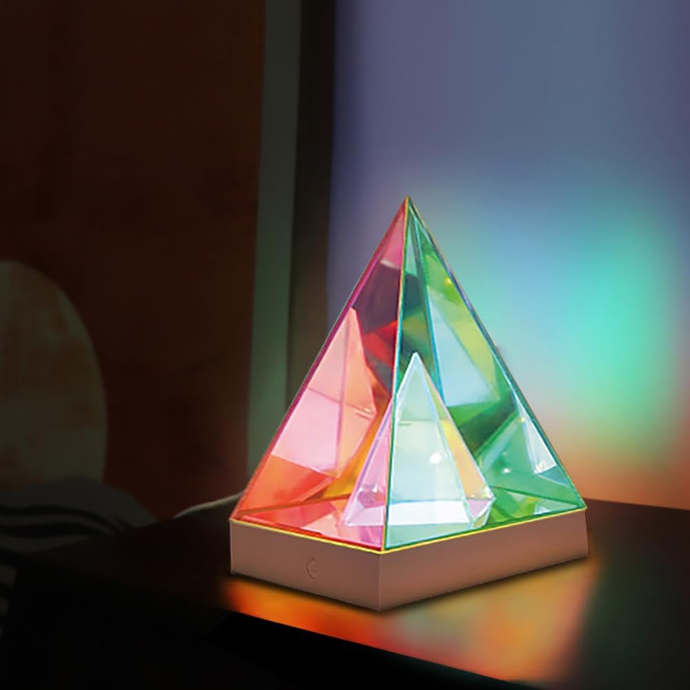 Leroxo LED Cube Table Lamp,Colored Acrylic Recharge Table Lamp,Portable ...