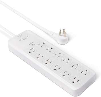 Amazon.com: Amazon Basics 12-Outlet Surge Protector Power Strip, 4000 ...
