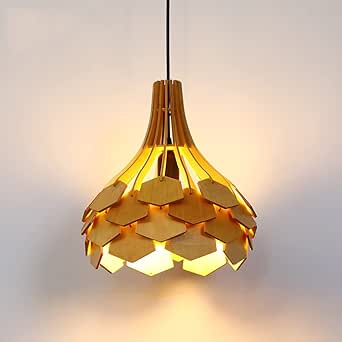 Traditional Wood Hanging Puzzle Lighting Fixtures Pendant Lamp Over ...
